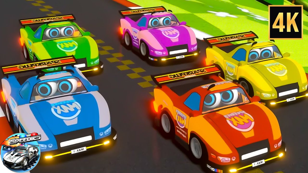 Five Little Cars - Kids Vehicle Song, Counting Rhyme & Learning Cartoon ...