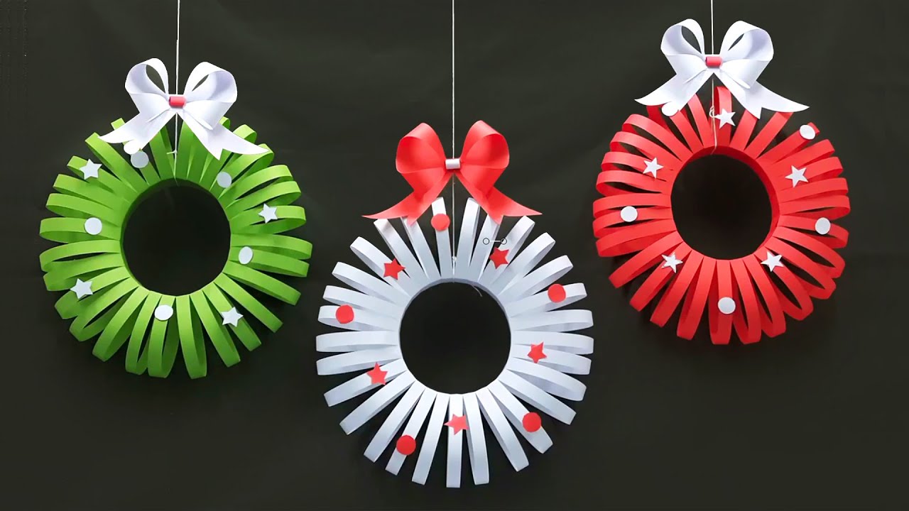 How To Make Beautiful Christmas Wreath Out Of Paper - 3D Paper Xmas ...