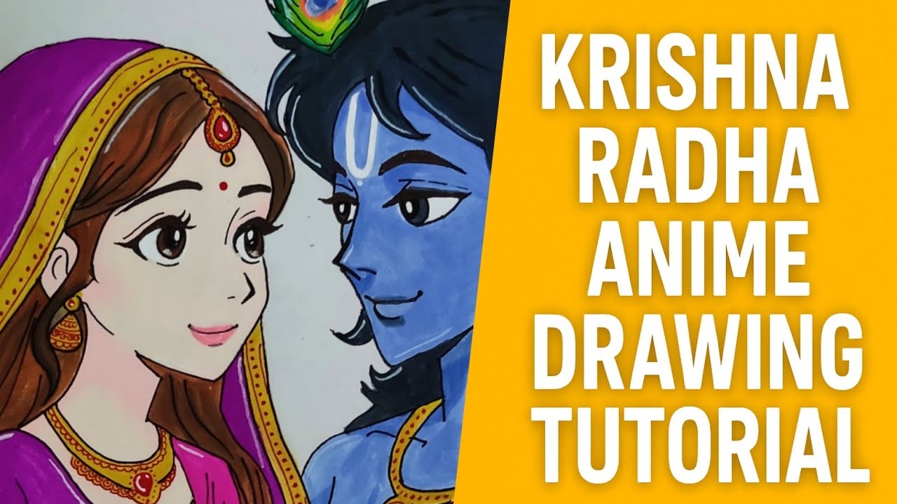 Krishna Radha Anime Drawing Tutorial | Radha Krishna Drawing | God ...
