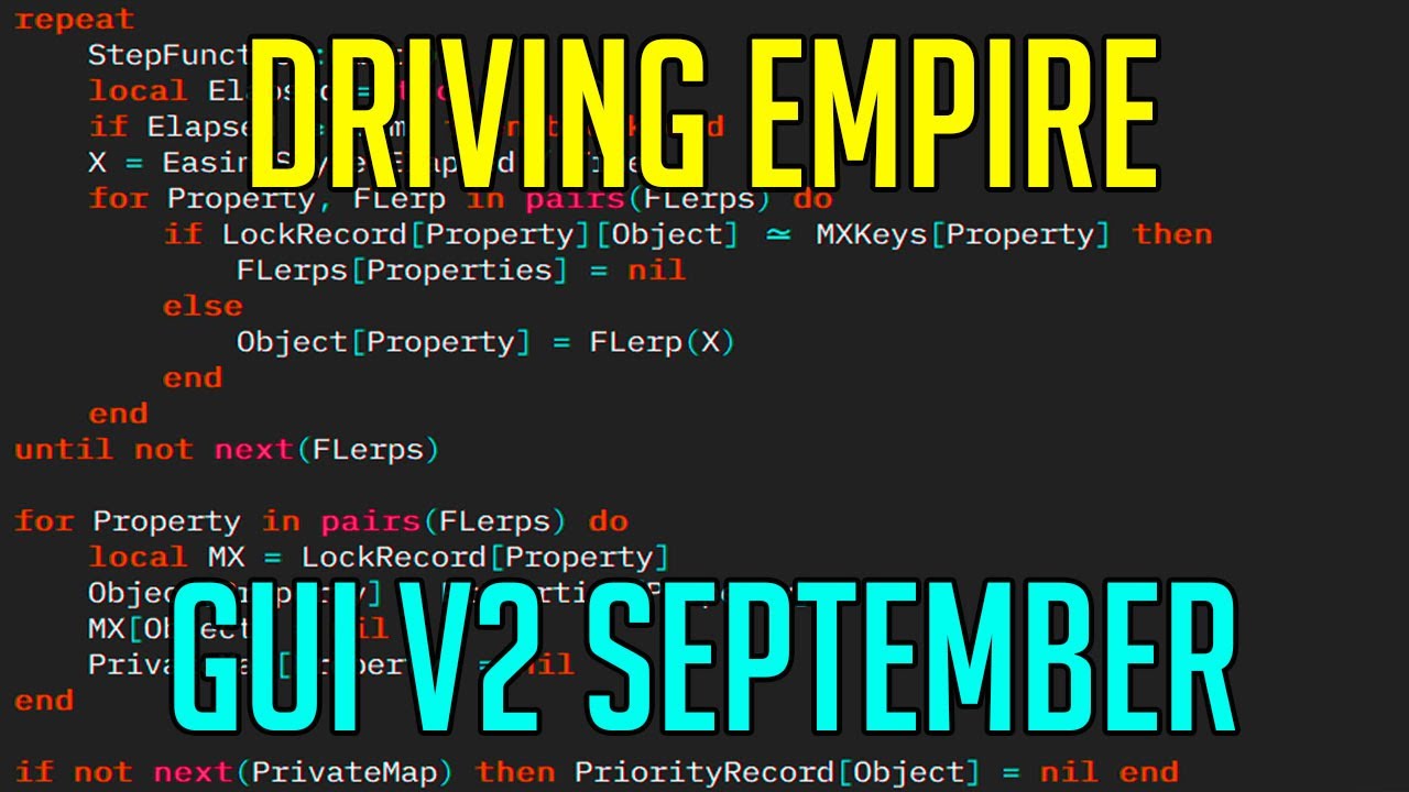 DRIVING EMPIRE GUI V2 SEPTEMBER 2021 - YouTube