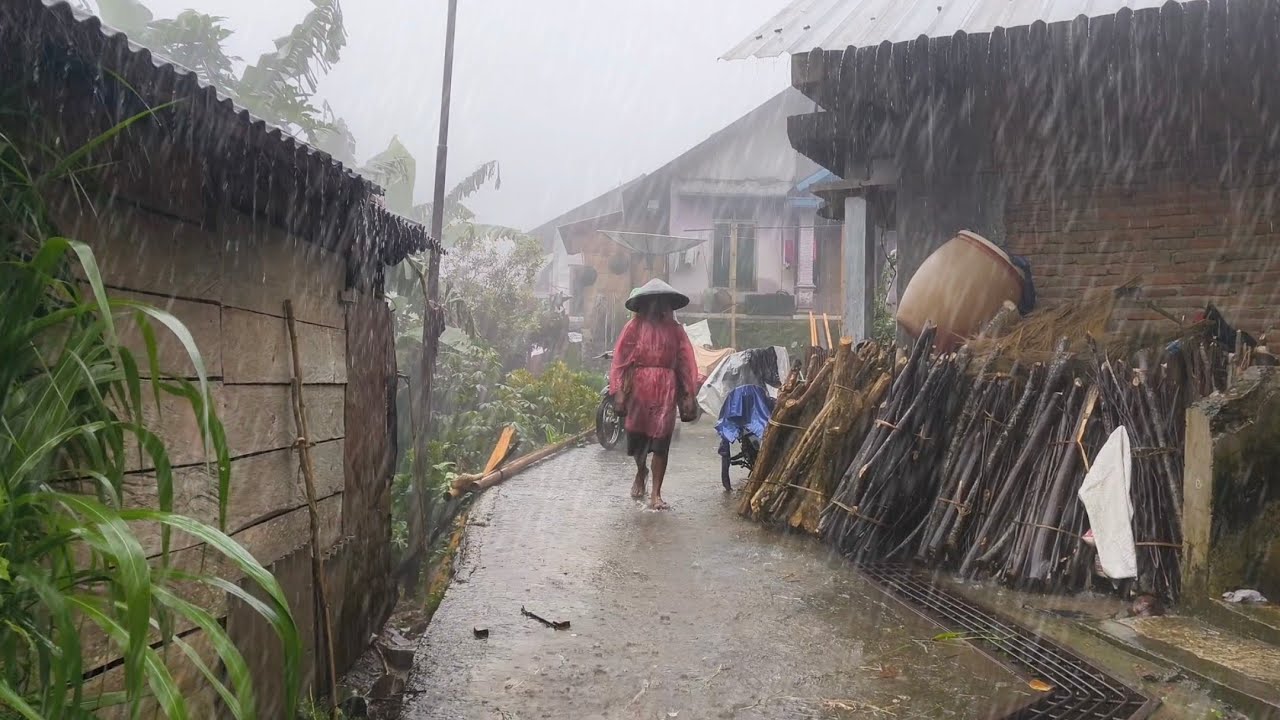 SUPER HEAVY RAIN WITH THUNDERSTORM AND WIND IN VILLAGE | RAIN FOR ...