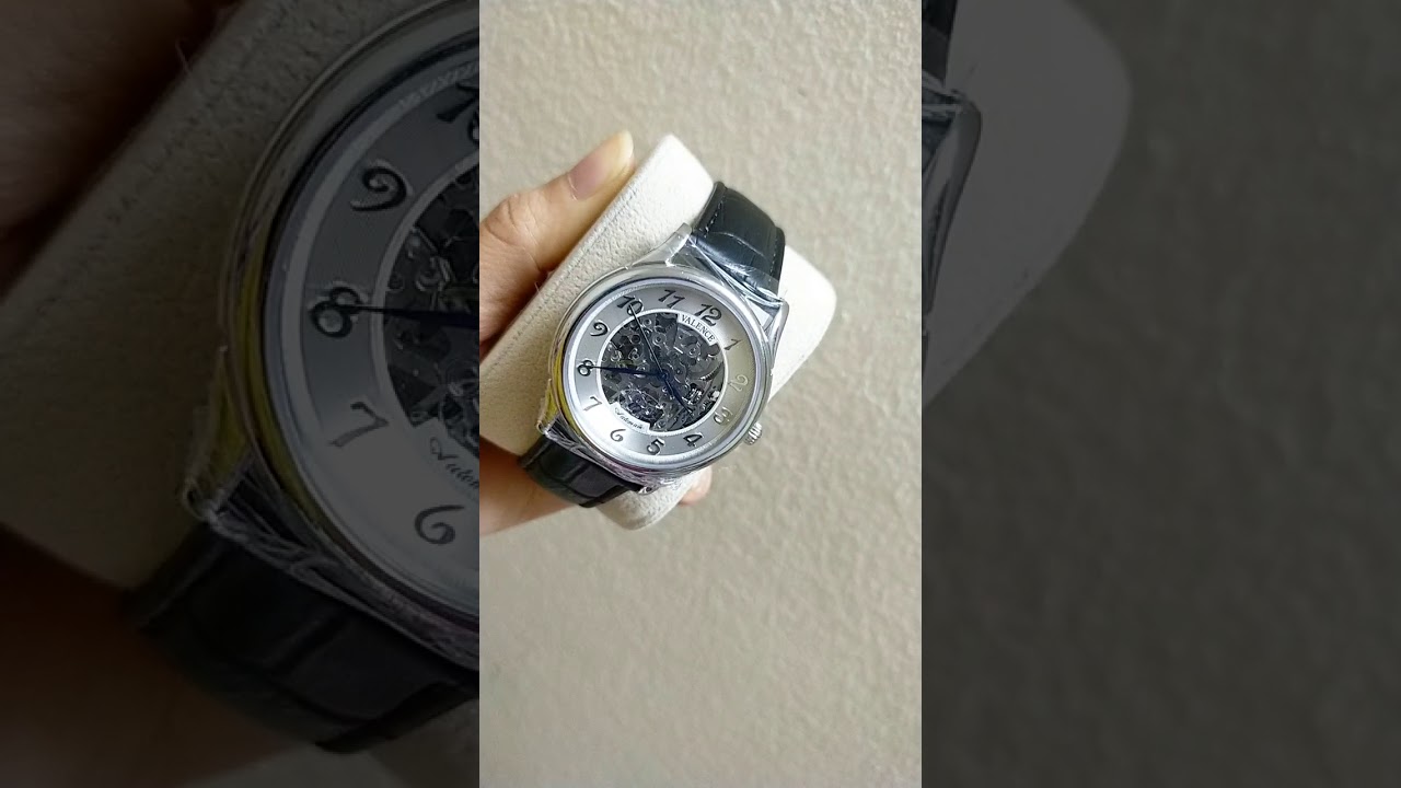 Đồng hồ nam Valence automatic VC-047 dây da lộ cơ toàn phần - YouTube