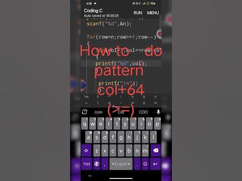 #mobile how to do pattern col+64 2024. #mobile#program #python #code#html #php #foryou# ...