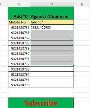 How to add "0" against mobile number in Excel||#excel||#Shorts||# ...