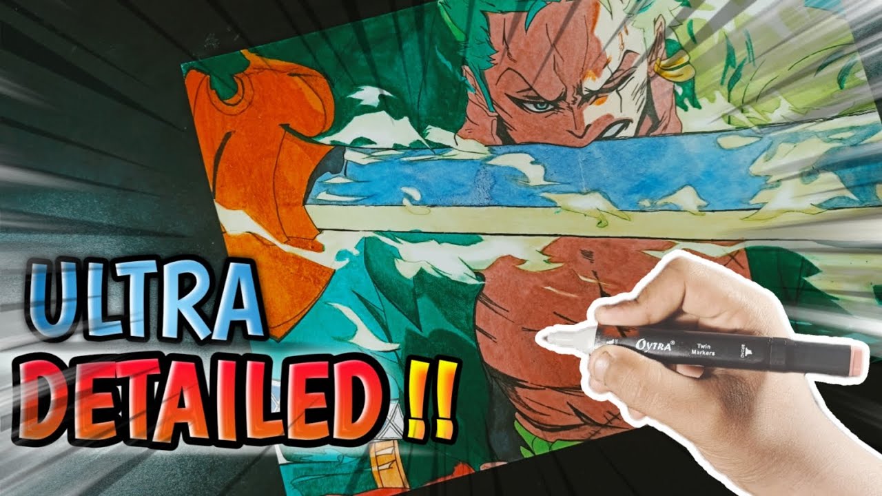 I Made Ultra Detailed Zoro Art With Markers - YouTube