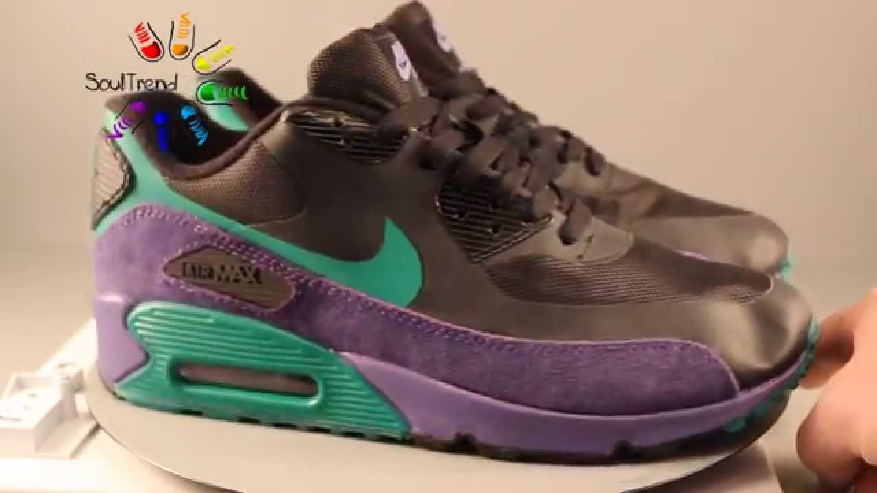 Кроссовки Nike Air Max 90 Hyperfuse PRM Suede Black Purple Green 532470 ...