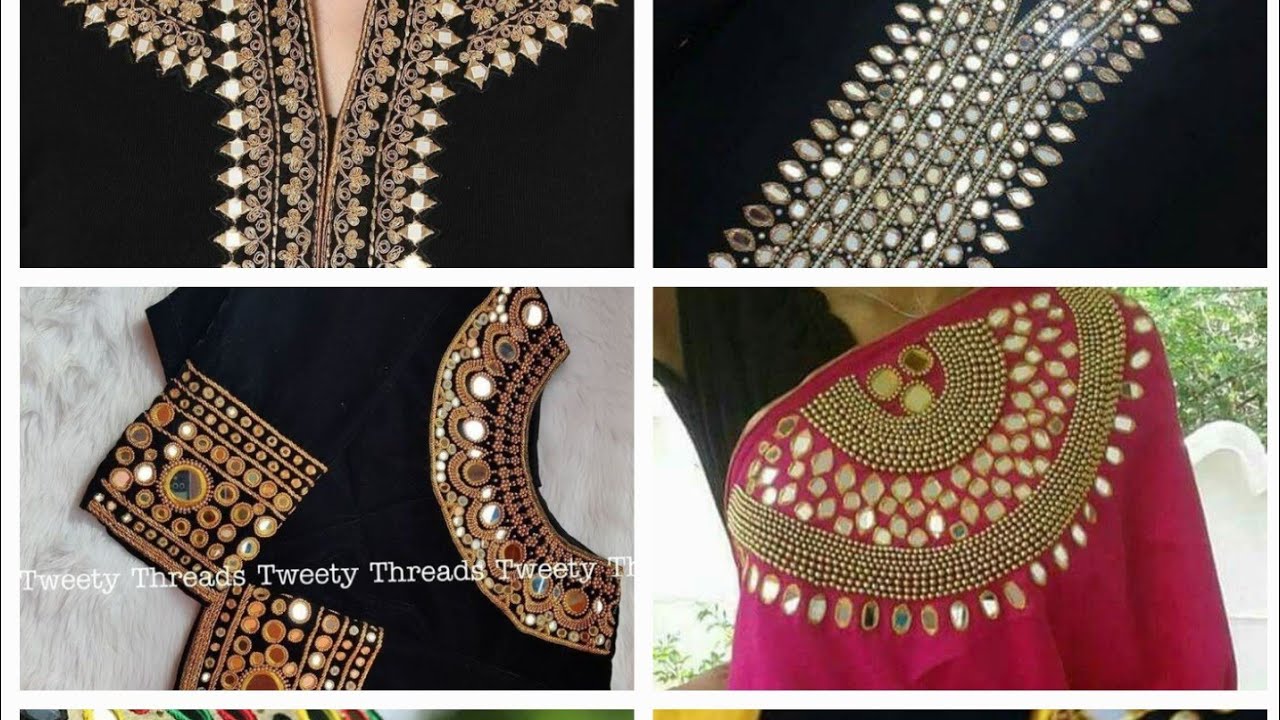 Mirror Work Neck Design - YouTube