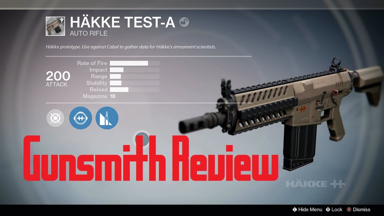 Destiny The Taken King Gunsmith Review HAKKE TEST-A AUTO RIFLE - YouTube