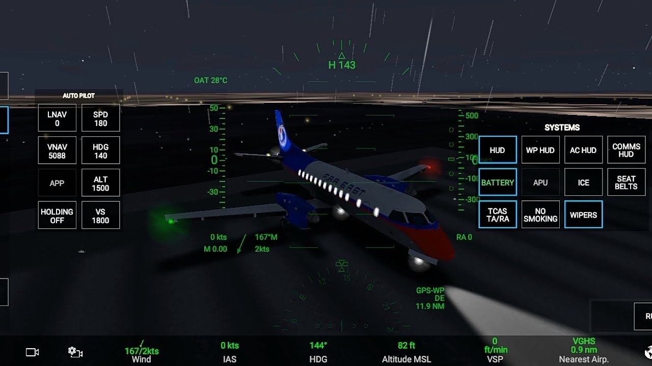 RORTOS FLIGHT SIMULATOR | SAAB-340B | VGHS | NIGHT-STORM-RAIN | CRASH ...