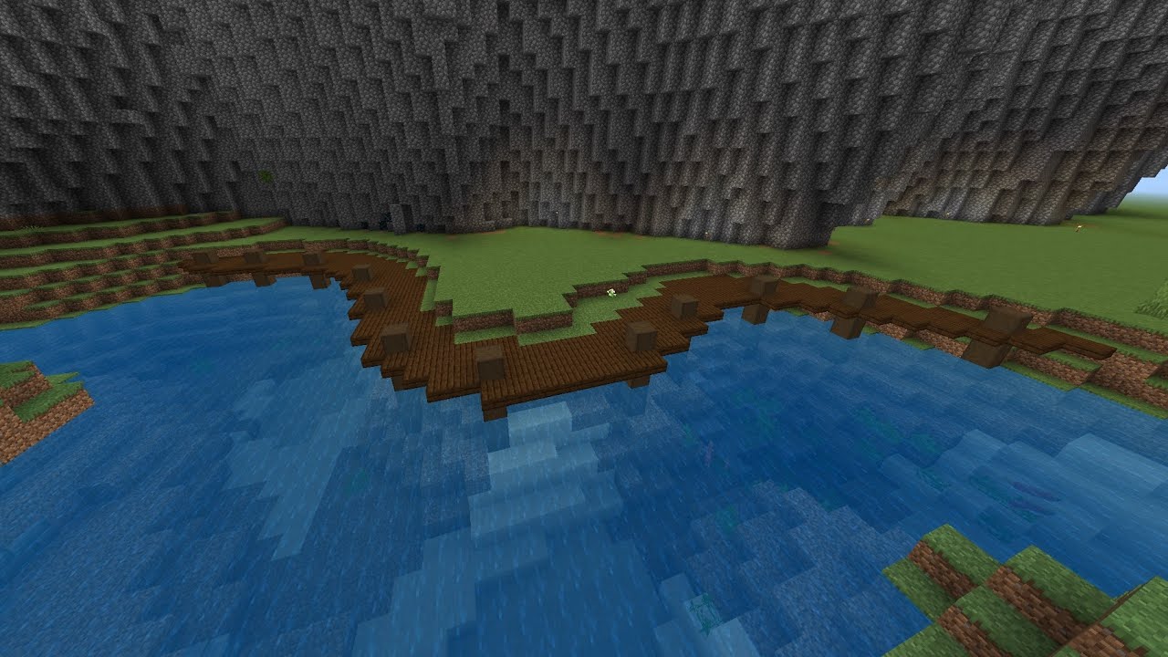 Adding a dock to the river in my 4th mountain base in my survival world ...