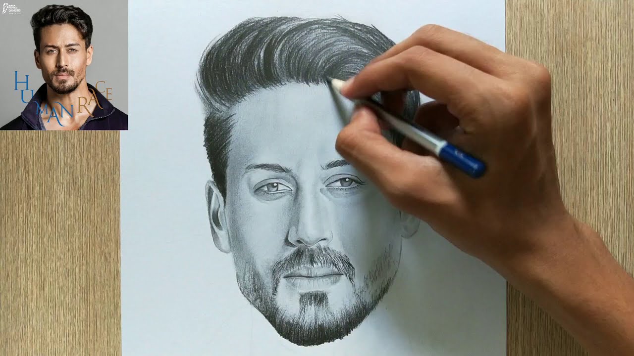 Tiger Shroff Drawing | how to shade face | timelapse video - YouTube