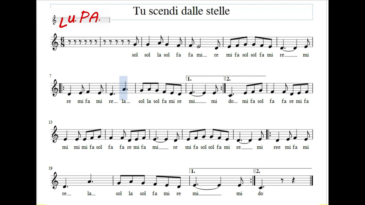 Tu scendi dalle stelle - Flauto dolce - Note - Spartito - Karaoke ...