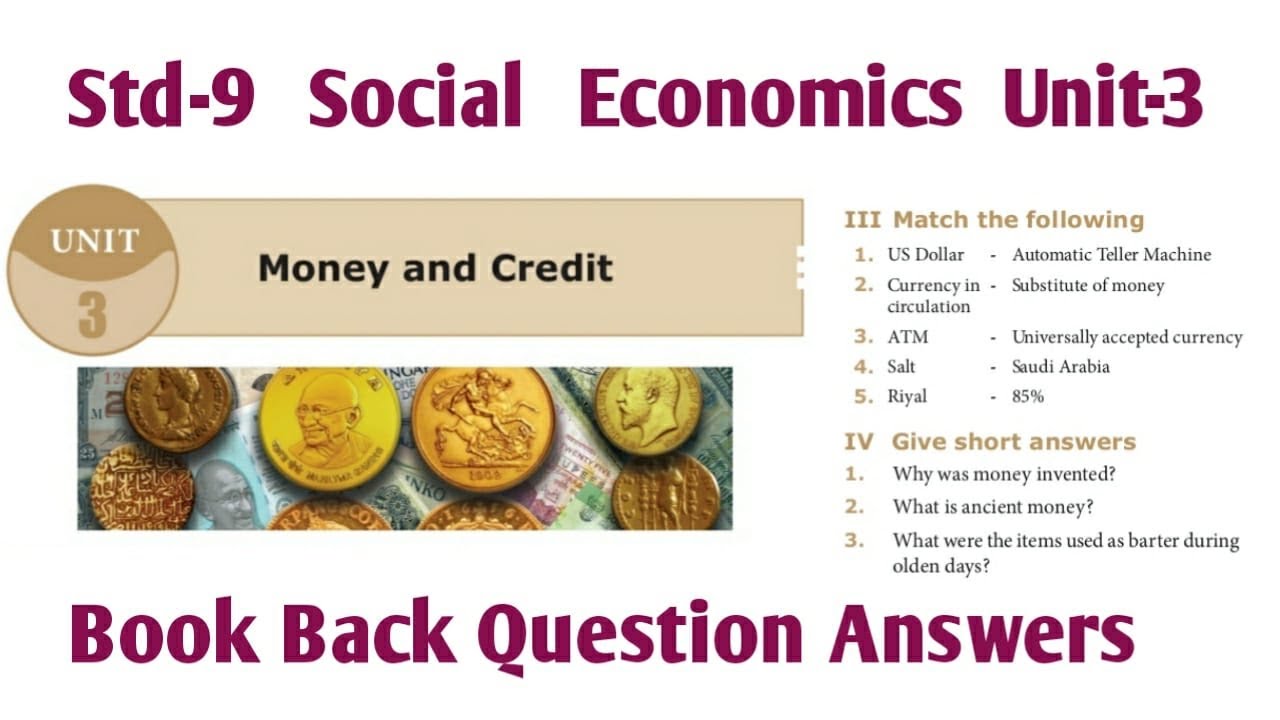 9th Std Social Economics Unit 3 Money and Credit Book Back answers ...