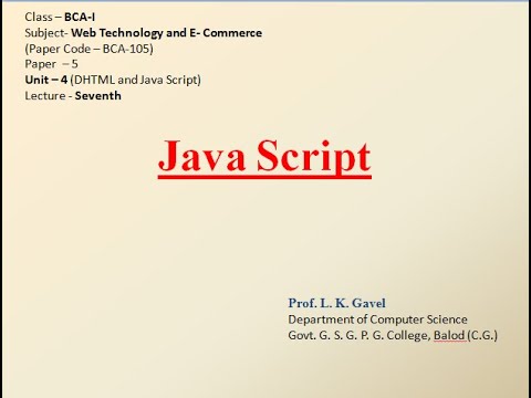 JavaScript Lecture -7 for BCA-I - YouTube