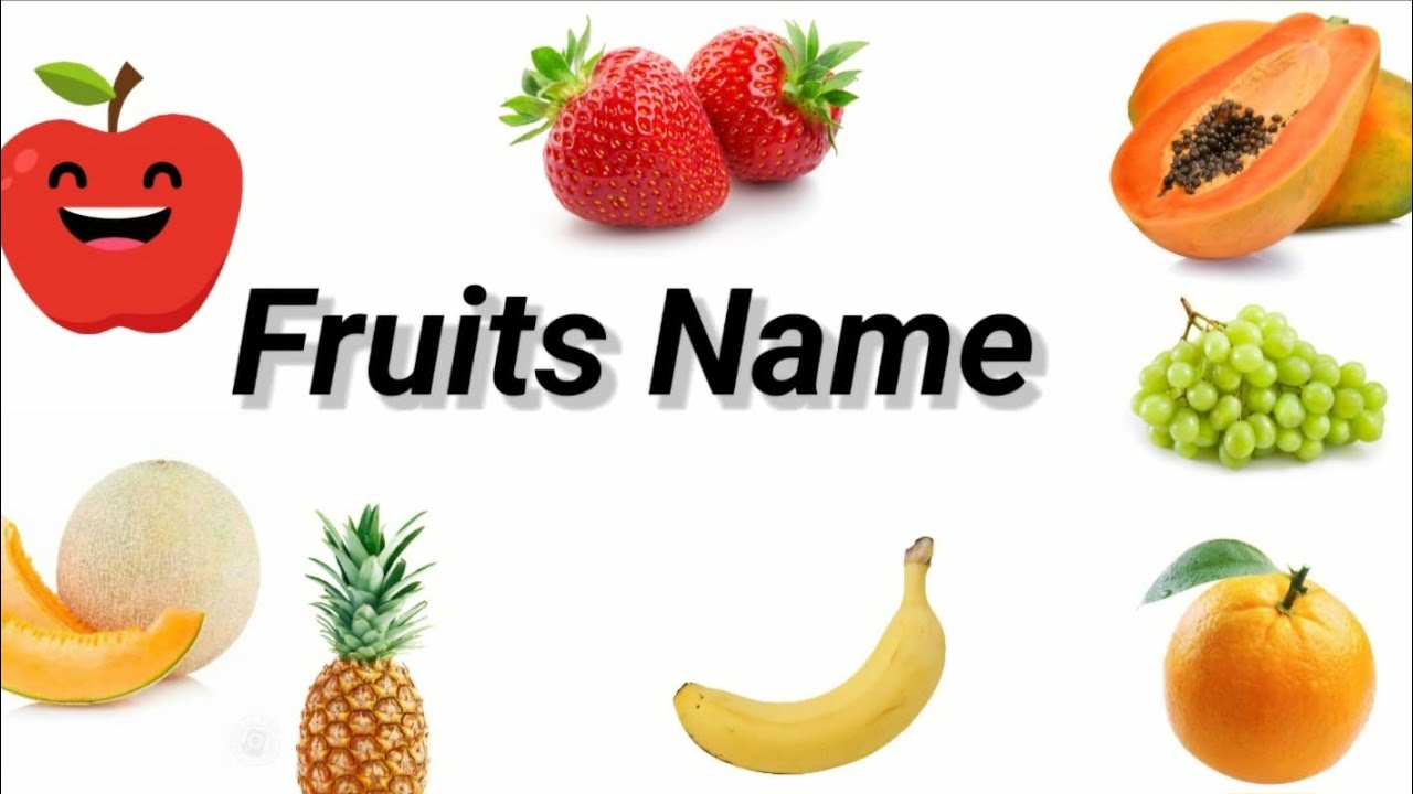 Fruits Name for Toddlers| First Words for Babies Speech Therapy|Fruit picture & spelling|Colors ...