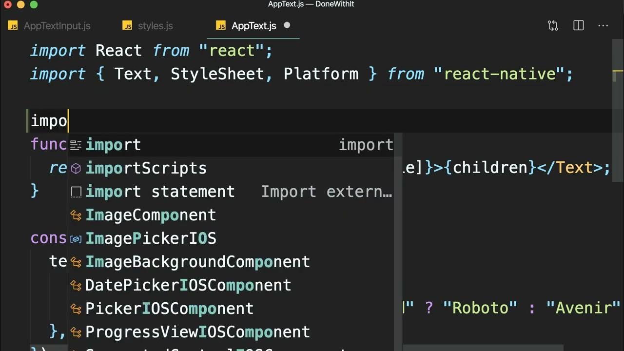 React Native | Fundamentals #66 - Extracting the default styles [By ...