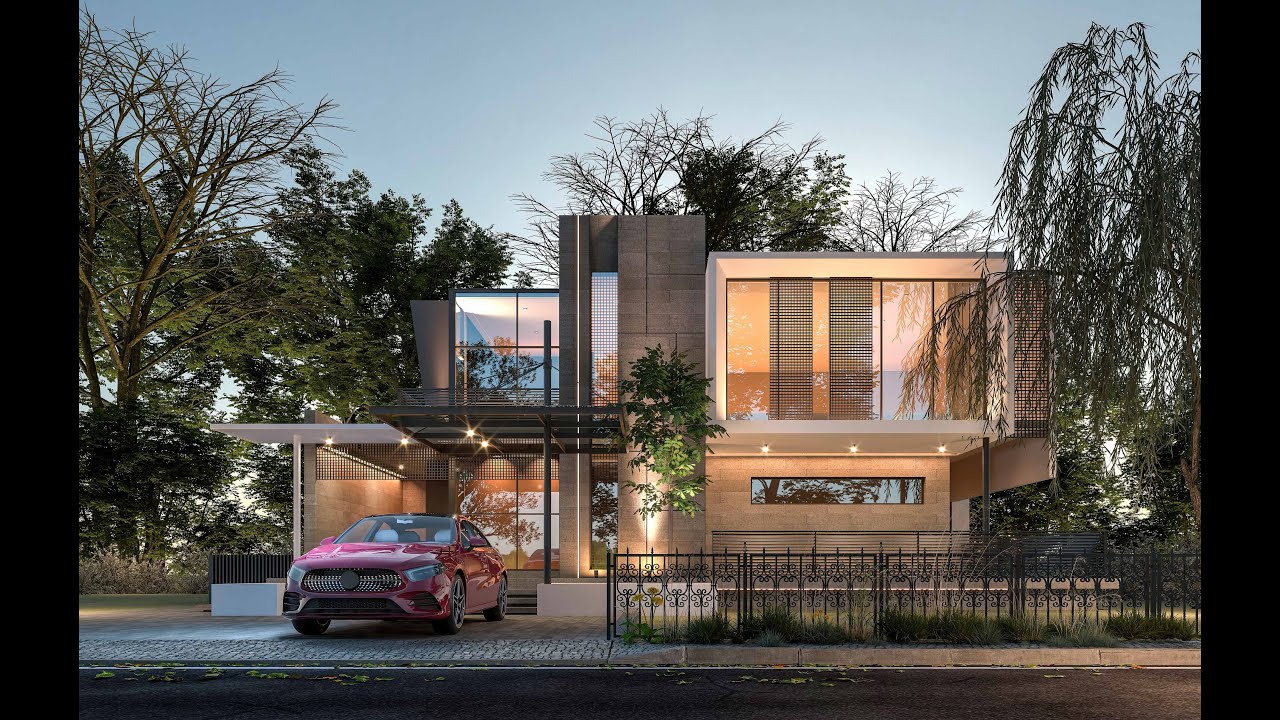 SketchUp Vray 6 EXTERIOR #46 Late afternoon - YouTube