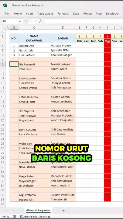 Nomor Urut Baris Kosong Di Excel‼️ Belajarexcel Exceltips Excelhacks Tutorialexcel Youtube