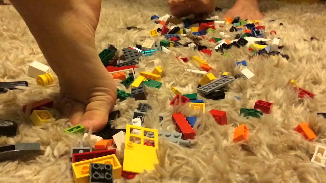 Walking barefoot on Legos with no pain or suffering! - YouTube