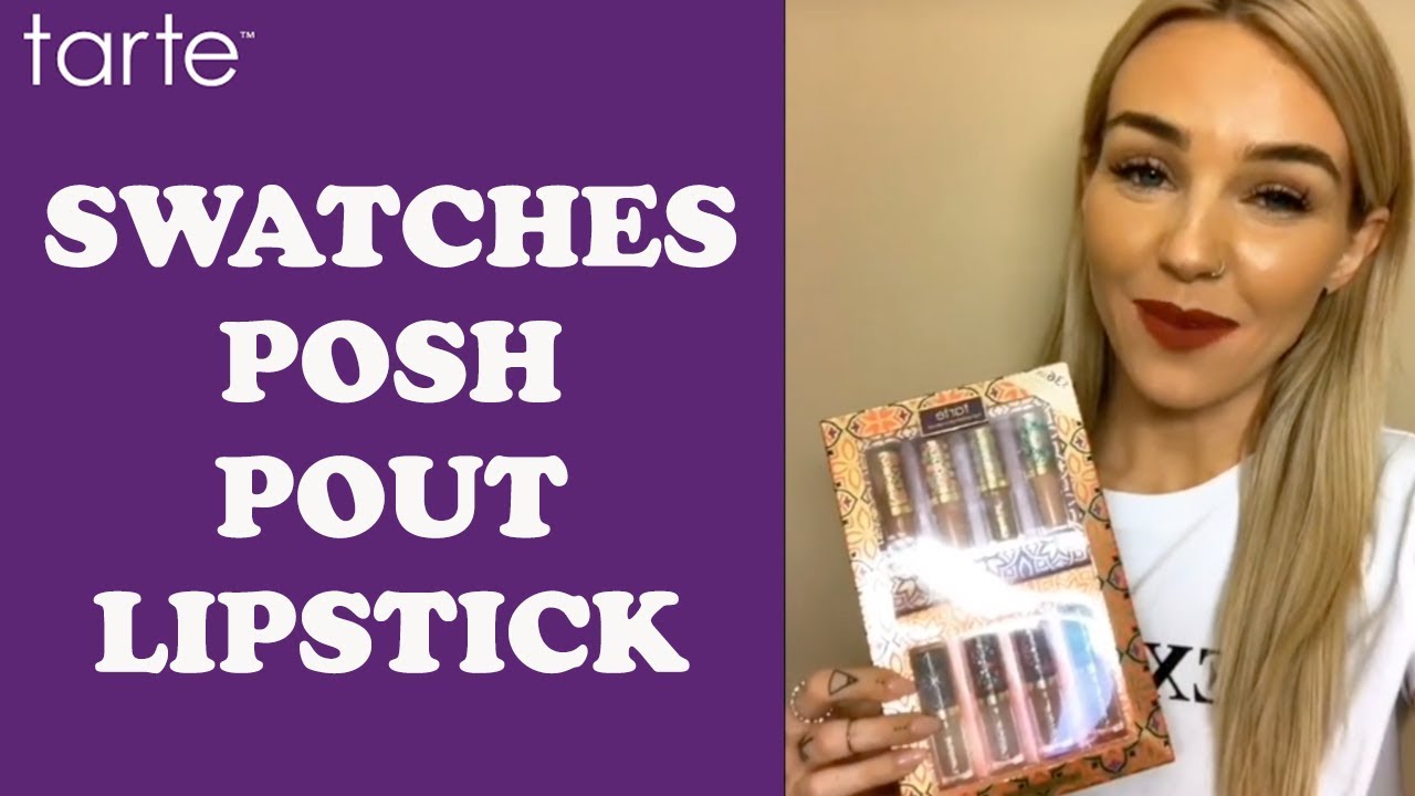 Swatches of Tarte Cosmetics Posh Pout Lipstick - YouTube