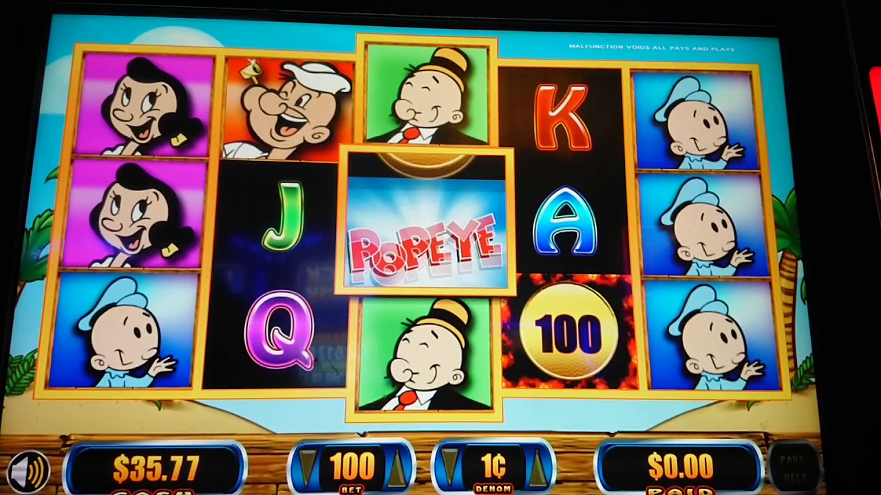 Popeye slot machine at Mohegan Sun Pocono casino - YouTube