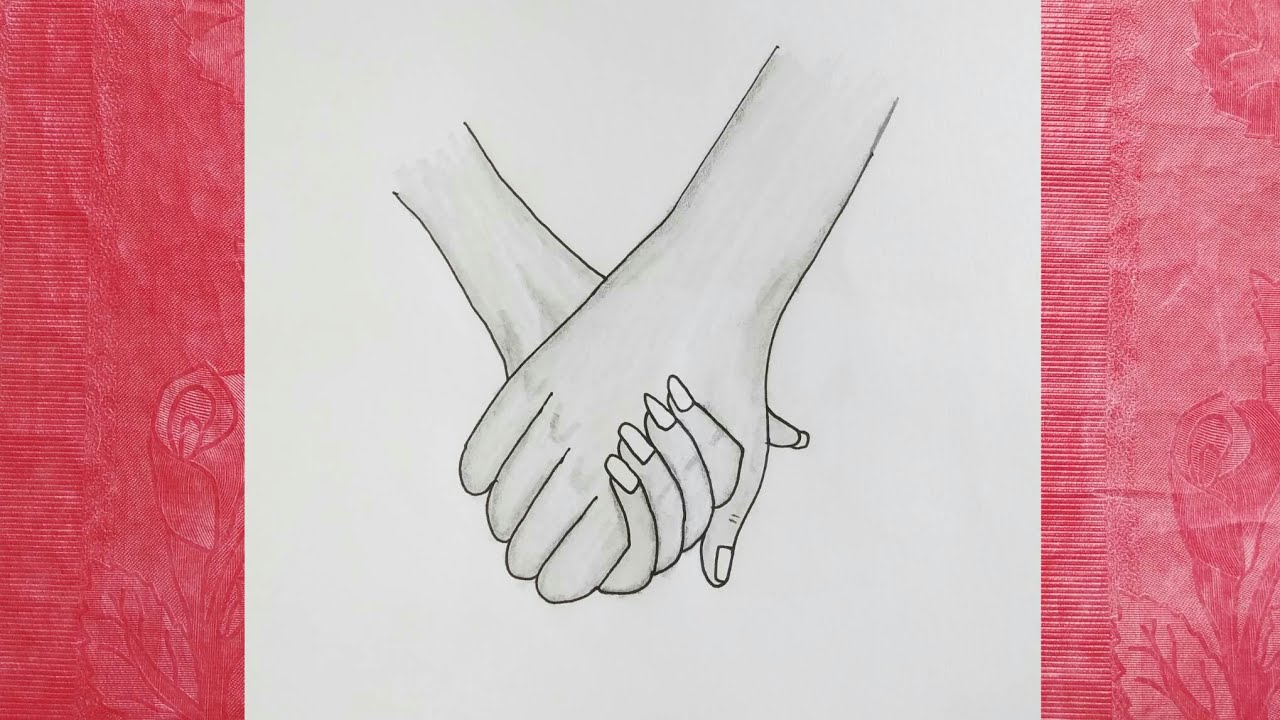 Easy Holding Hands Drawing step by step. pencil sketch hand drawing ...