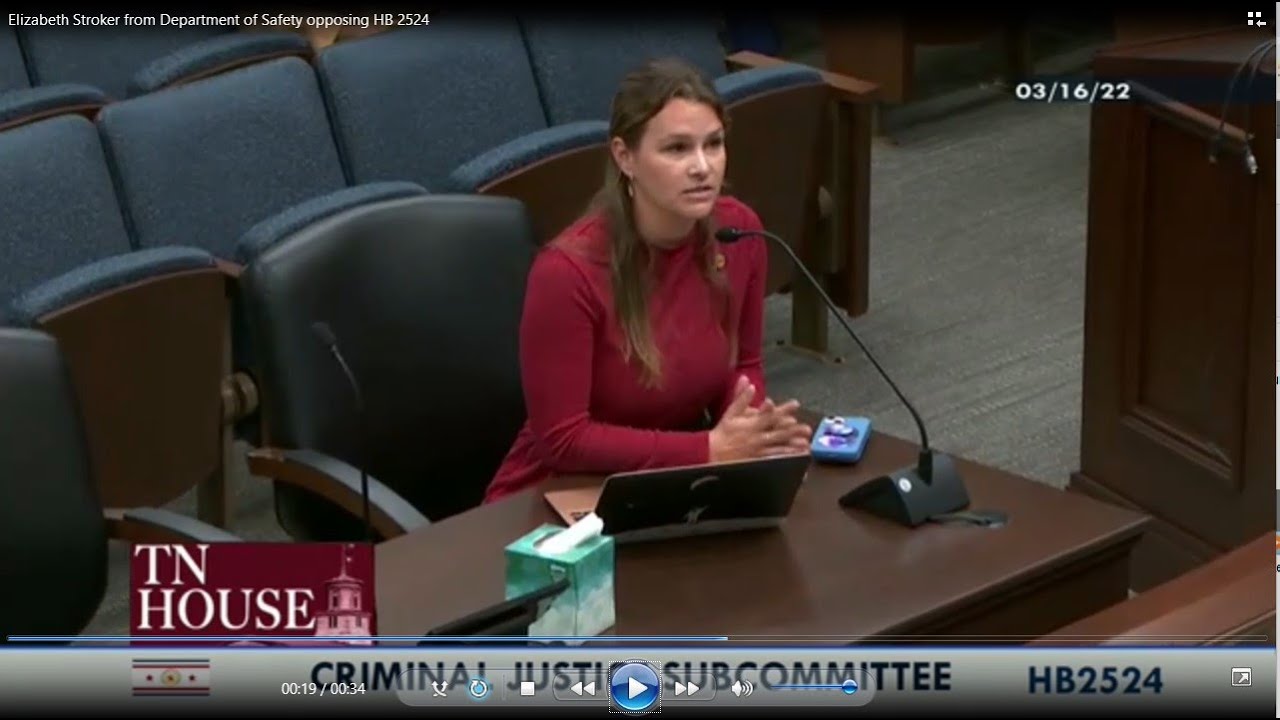 Elizabeth Stroeker opposing HB 2524 in Criminal Justice Subcommittee 3 ...