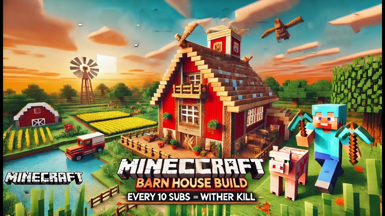Epic Minecraft Barn House Build Live🔴 | Every 10 Sub = Wither Kill # ...