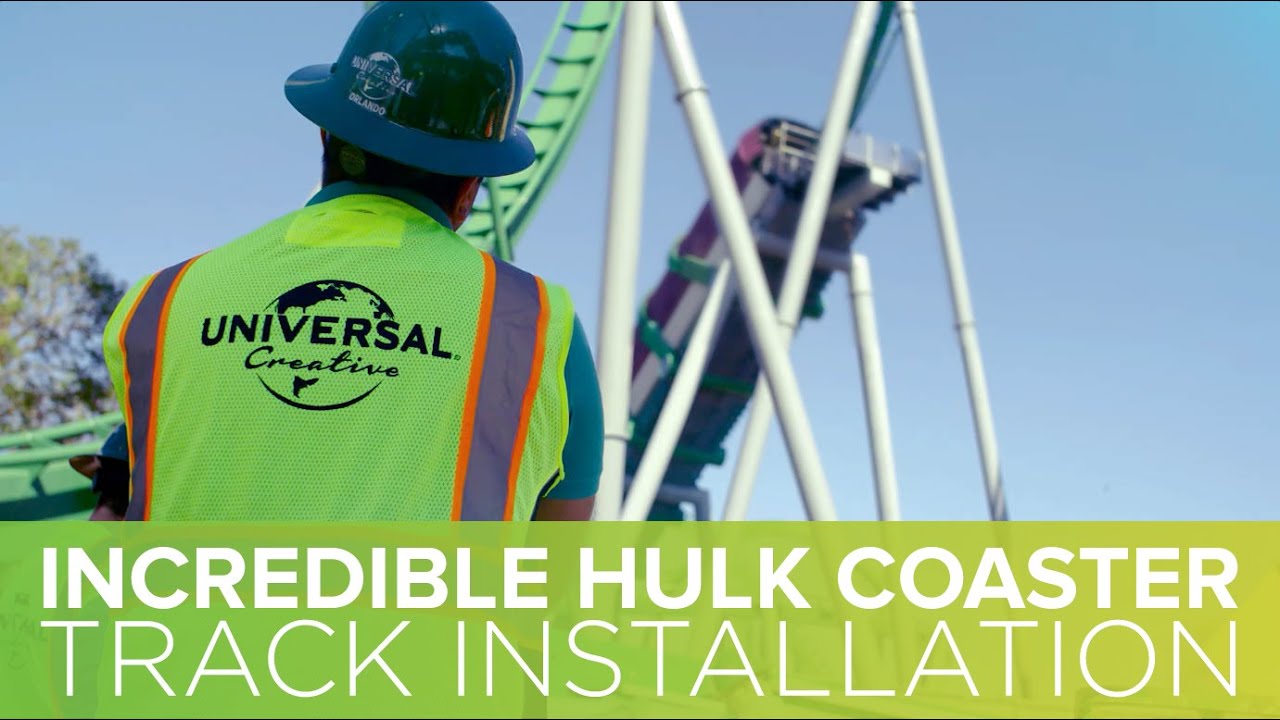 The Incredible Hulk Coaster Track Installation - YouTube