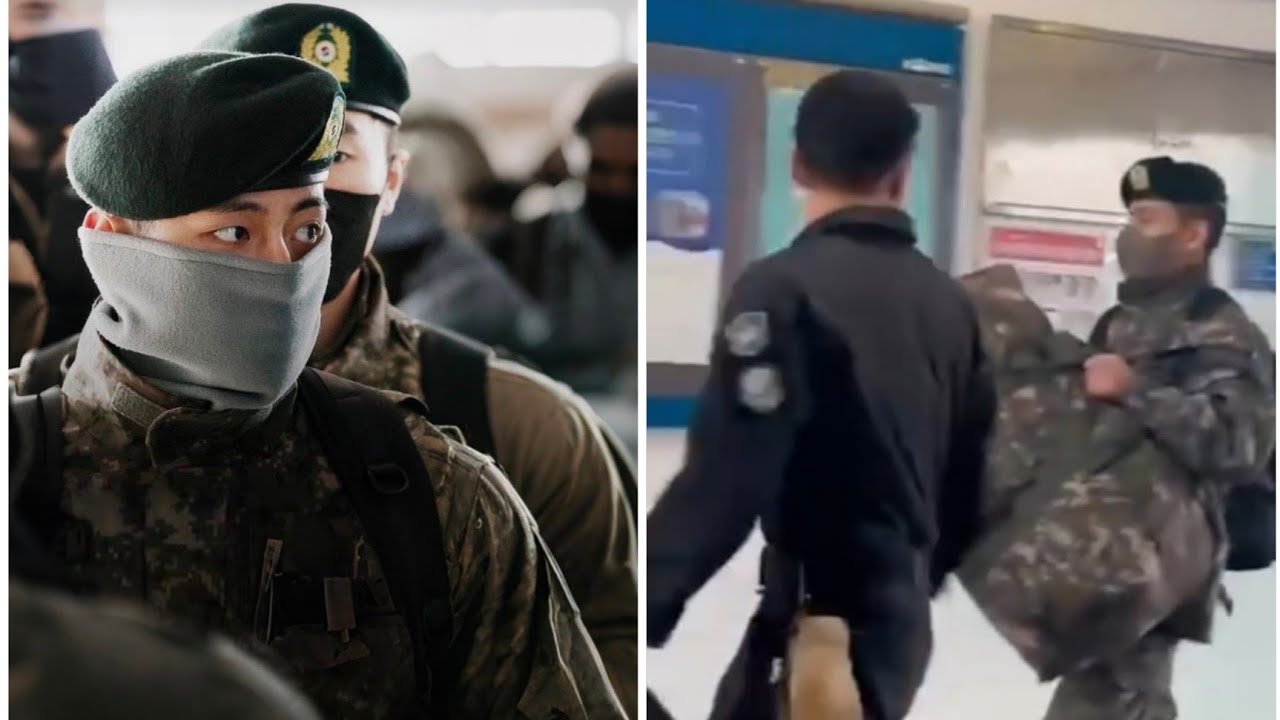 BTS's Taehyung spotted at airport wearing military uniform, heading to ...