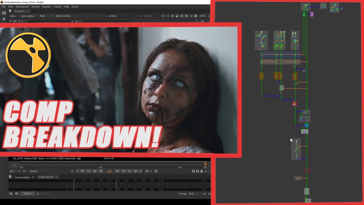 Nuke Comp Breakdown Zombie Face #nuke #compositing #2d - YouTube