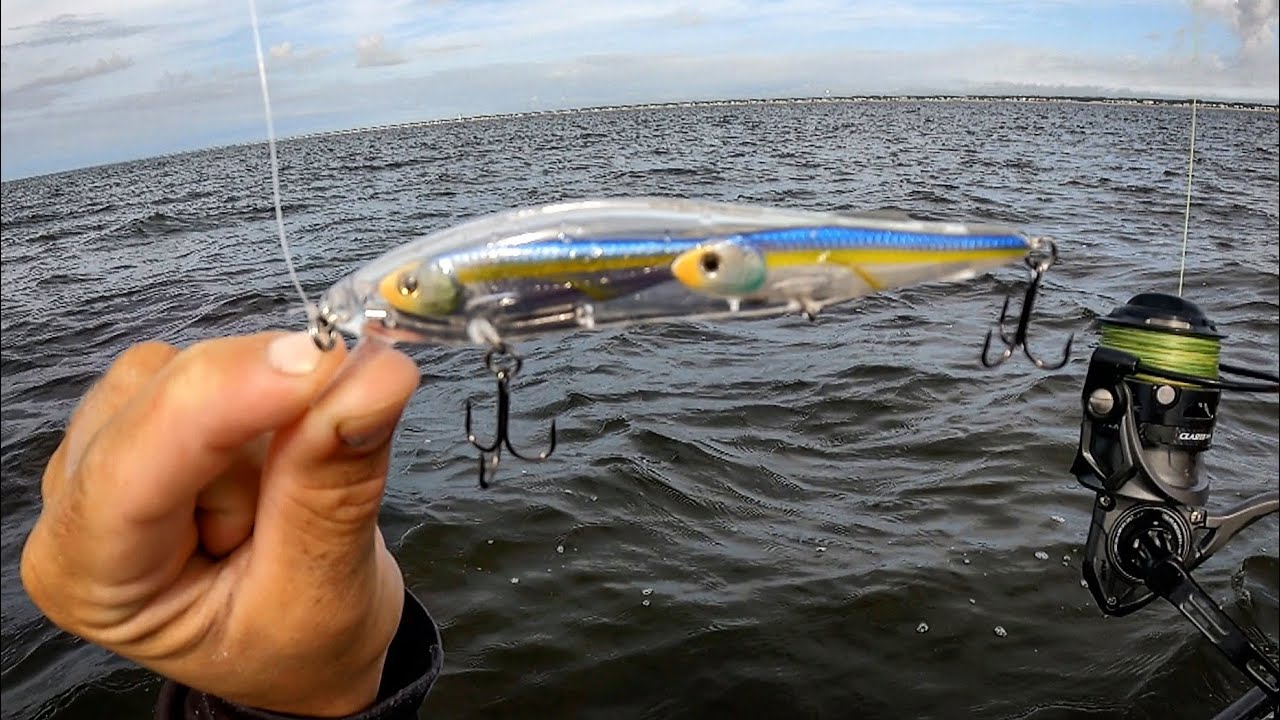Fishing GLASS MINNOW Jerkbaits + Jigs Off The Beach (Jumbos!) - YouTube