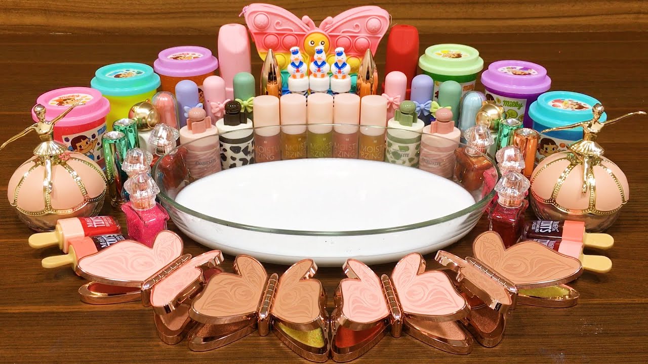 Butterfly slime!!!Mixing random into GLOSSY slime!!!Satisfying Slime ...