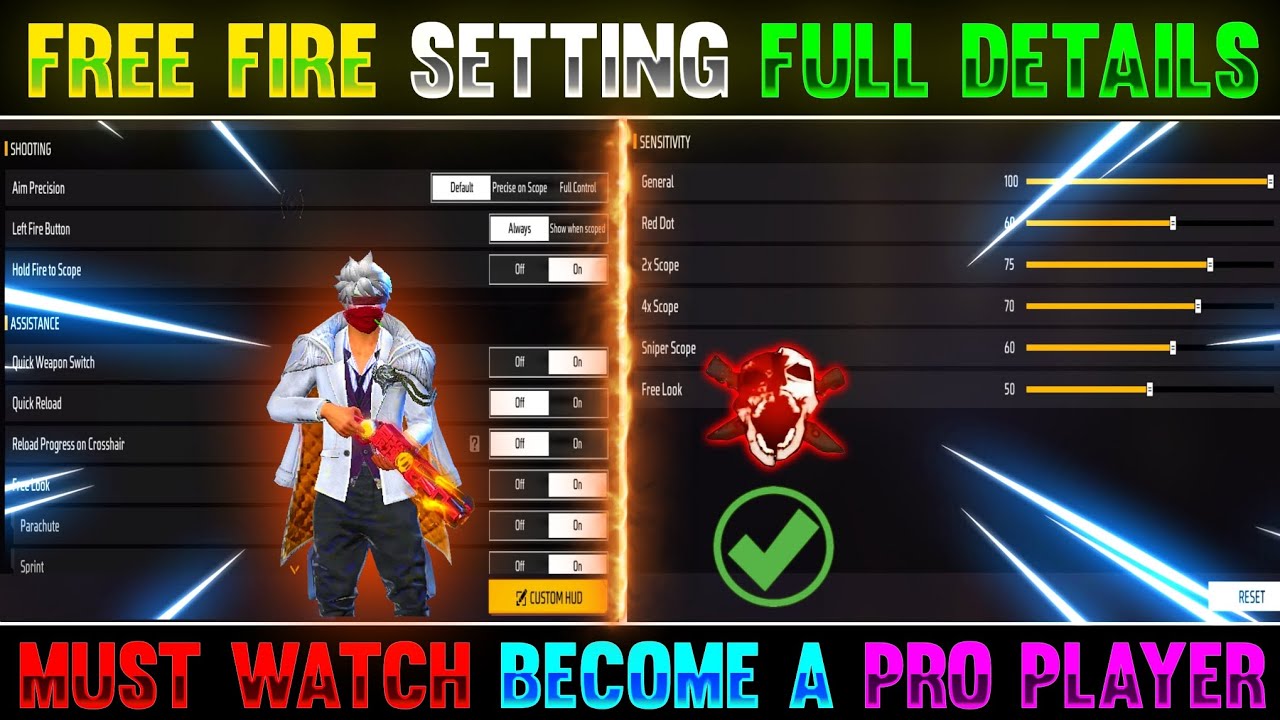 Free Fire Setting Full Details | Pro Player Setting Free Fire 2023 ...