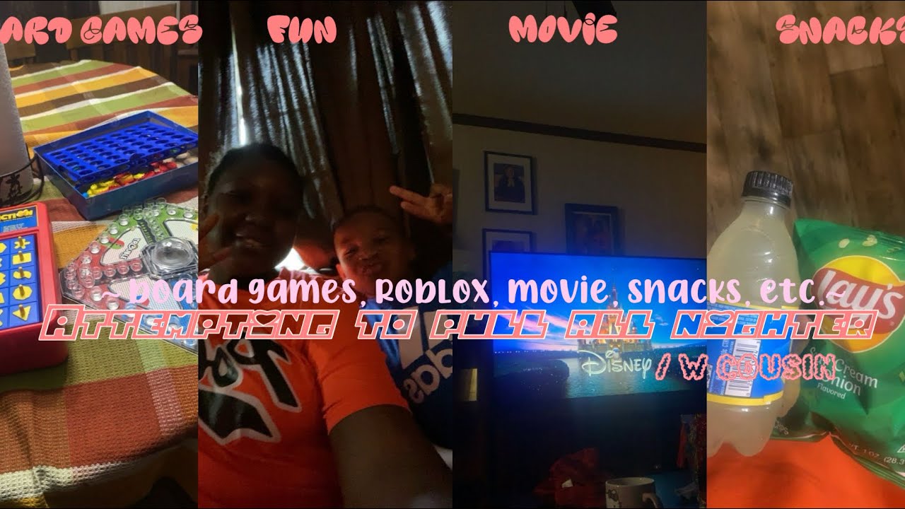 Attempting to put an all-nighter with my cousin 🤍(board games, movie, playing Roblox, snacks ...