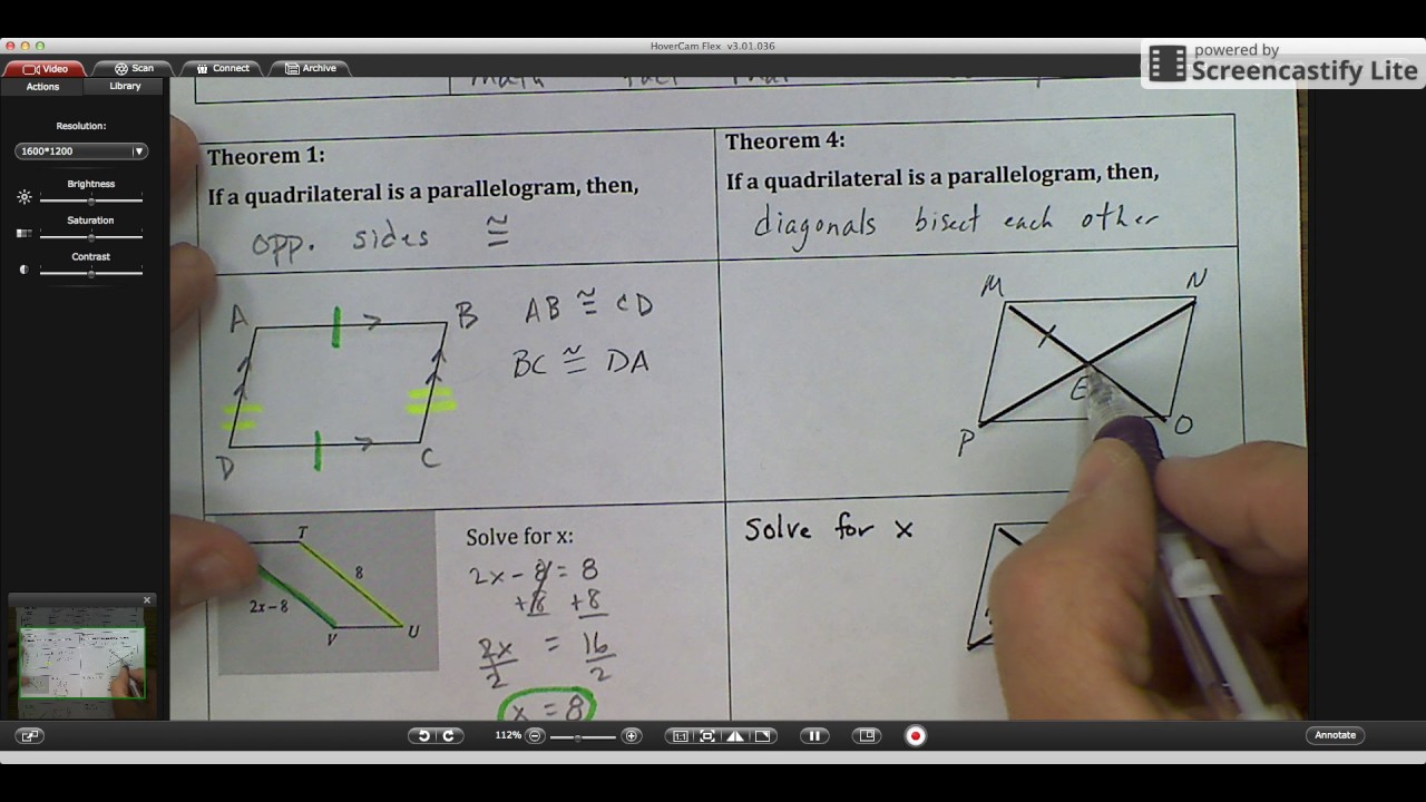 Parallelograms - Theorems 1 & 4 - YouTube