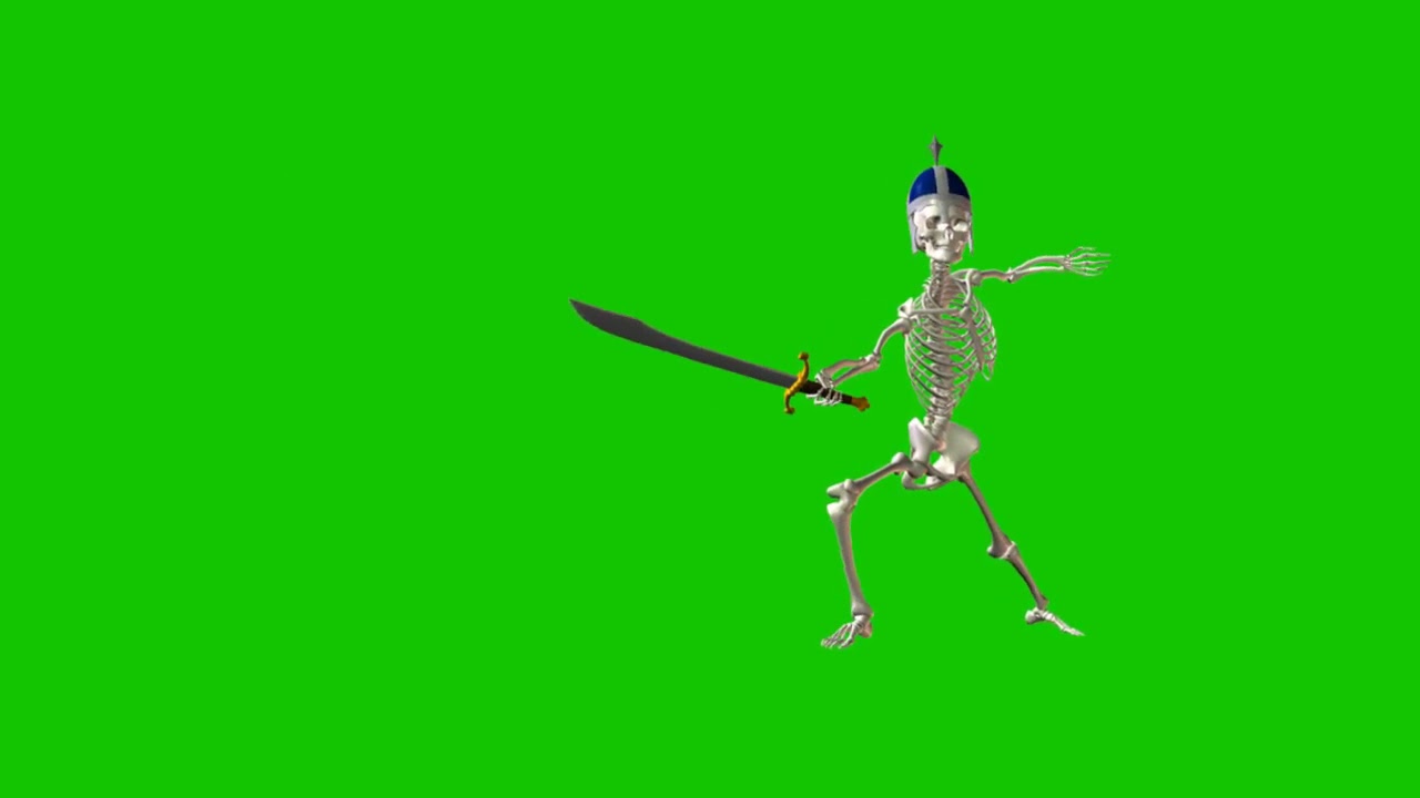 skeleton fight on green screen - YouTube