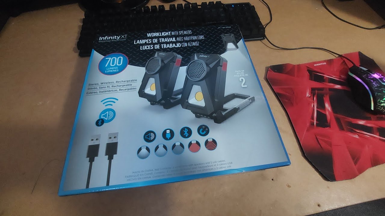 Worklights with speakers - Infinity X1 - YouTube