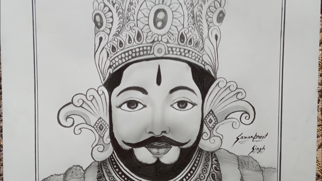 How to make sketch of khatu shyam/Beautiful sketch of khatu shyam ...