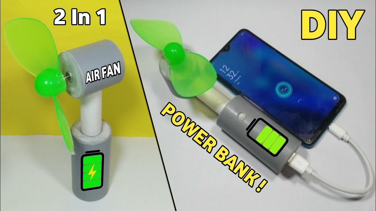 How to make Rechargeable Hand Fan with Power Bank at home - YouTube