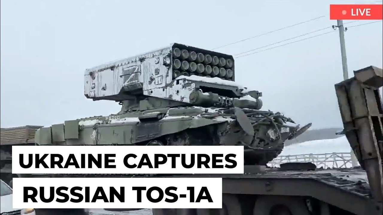 Ukraine captures Russian TOS-1A thermobaric rocket launcher. - YouTube