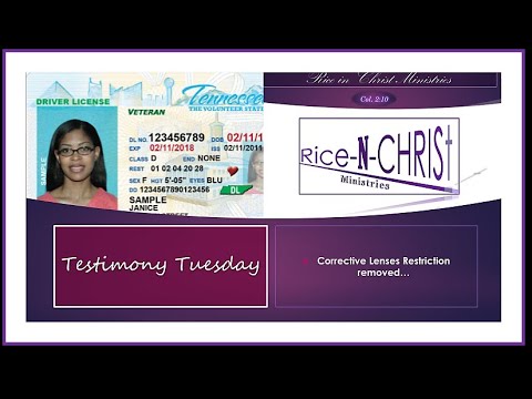 GLASSES RESTRICTION REMOVED FROM DRIVERS LICENSE - TESTIMONY TUESDAY ...