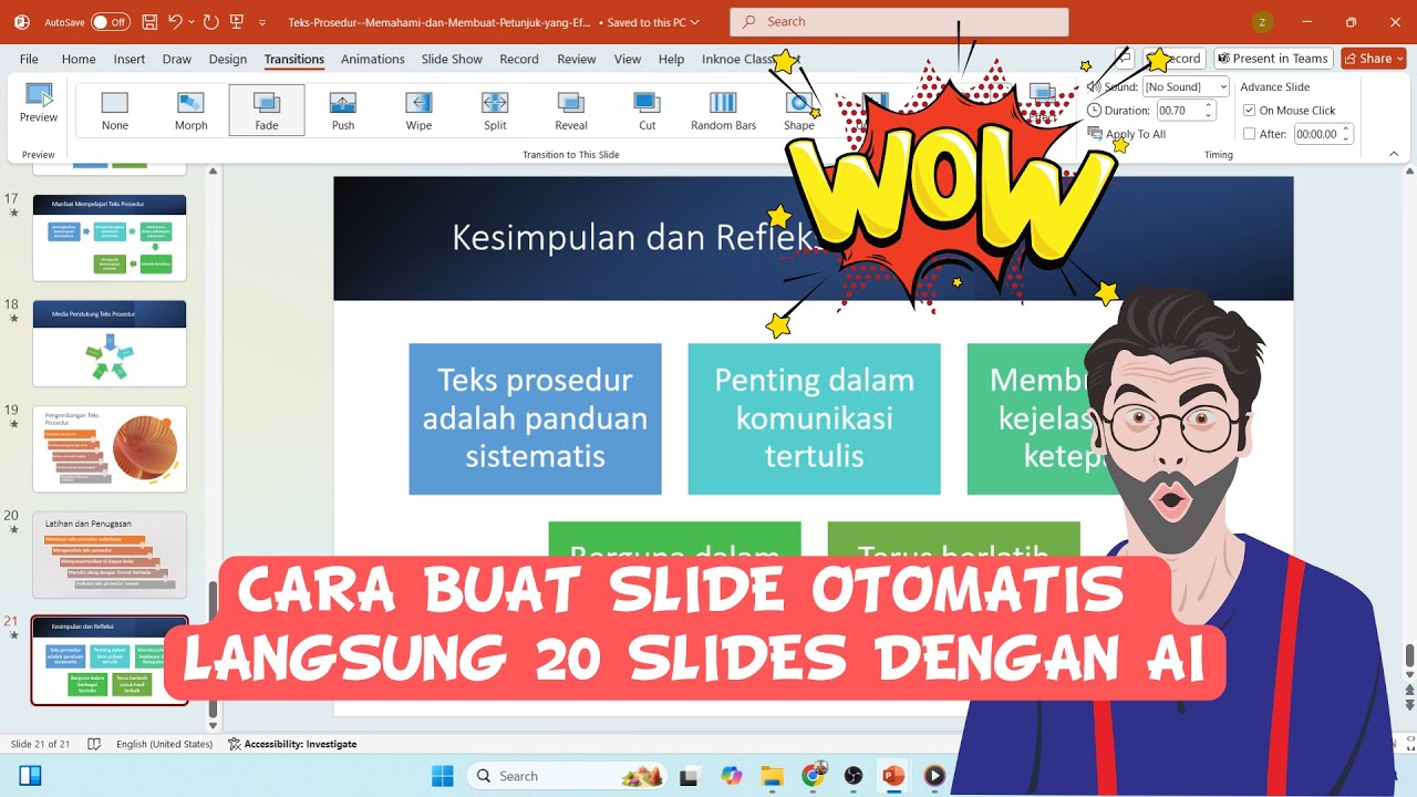 CARA BUAT SLIDE OTOMATIS LANGSUNG 20 SLIDES DENGAN AI - YouTube