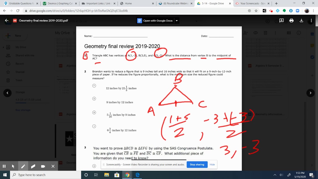 Geometry Final Review Question 1 - YouTube