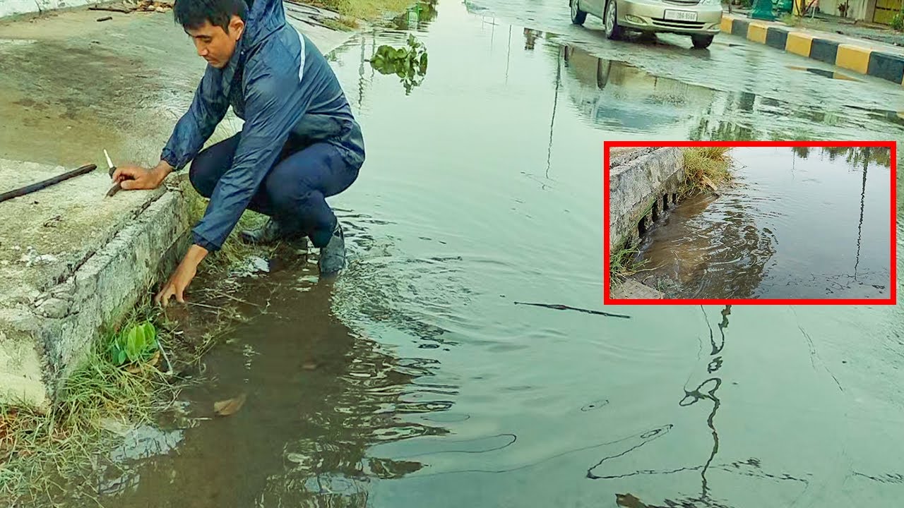 Remove Trash And Debris Clogged Culvert Drain After Rain - YouTube