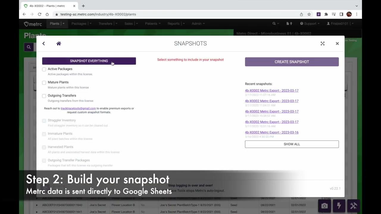 Generating snapshots with Track & Trace Tools - YouTube