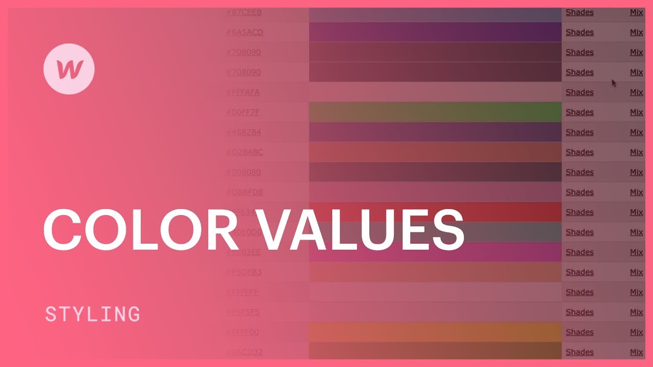 Color Values hex Rgba And Color Names Webflow CSS Tutorial using