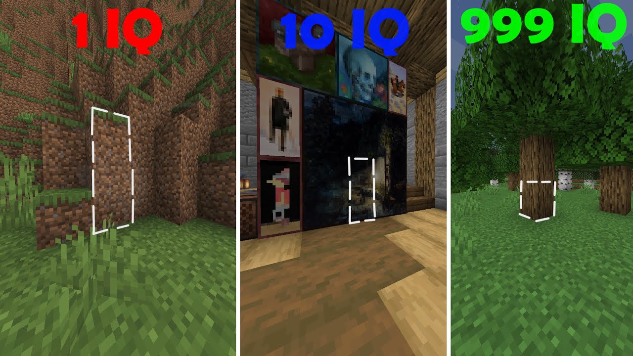 1 IQ vs 10 IQ vs 999 IQ secret base - YouTube