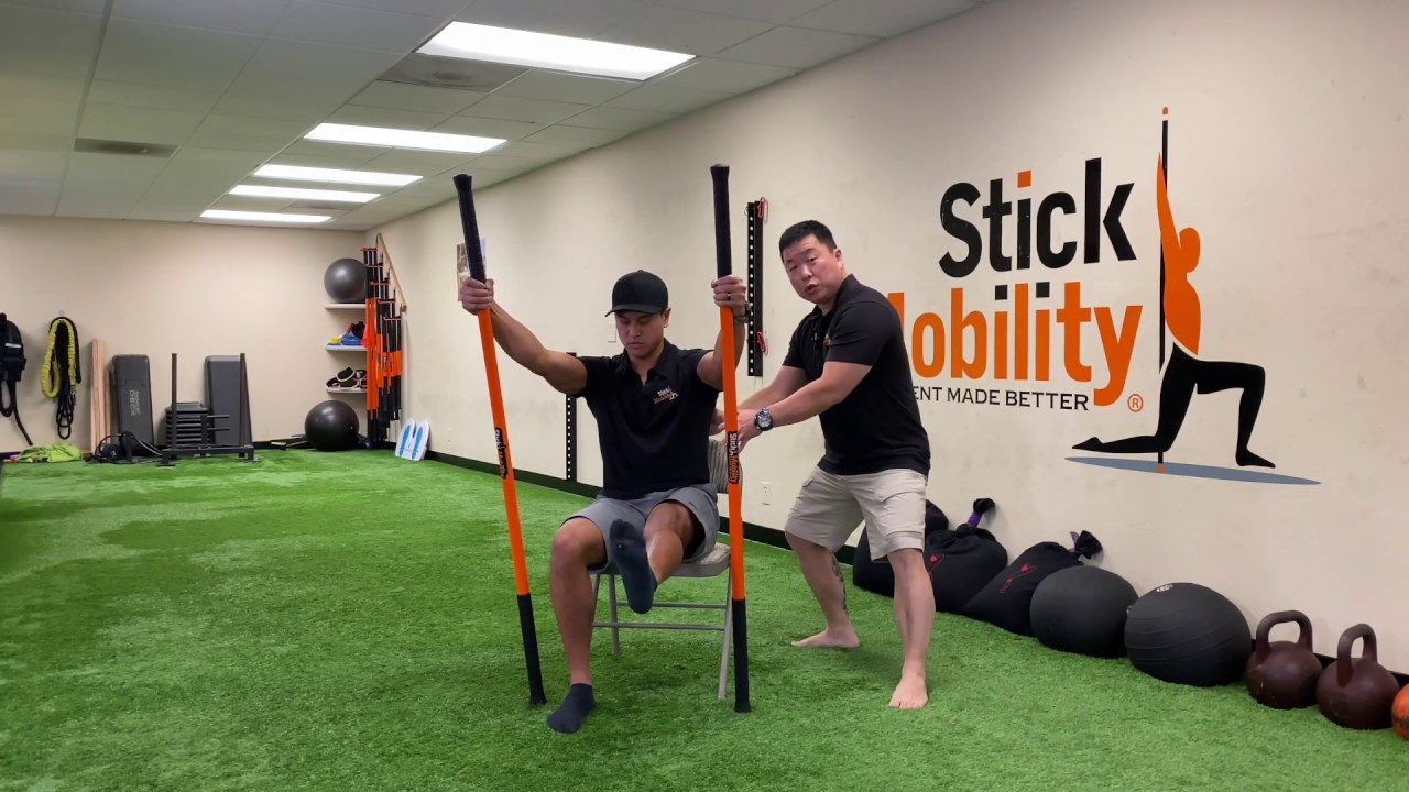 Seated Hip Flexion Stretch - Stick Mobility Chair Exercises - YouTube