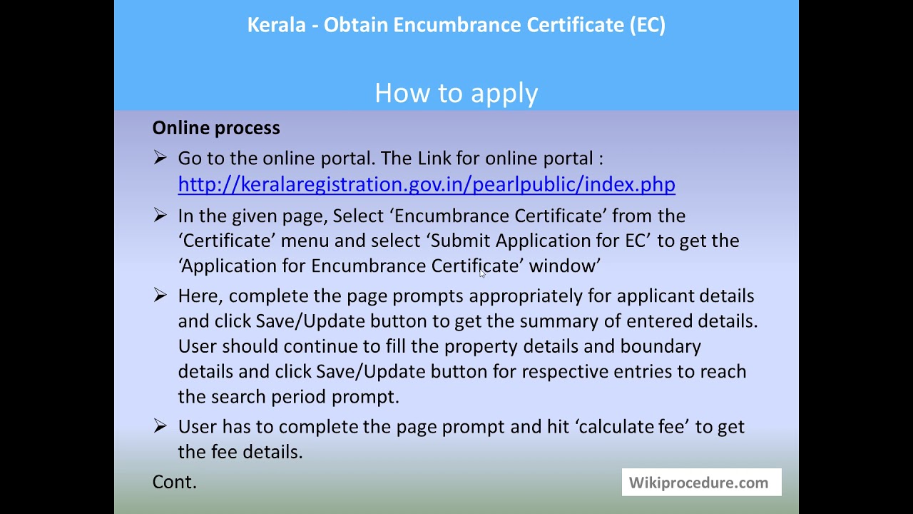 Kerala - Online Obtain Encumbrance Certificate (EC) - YouTube